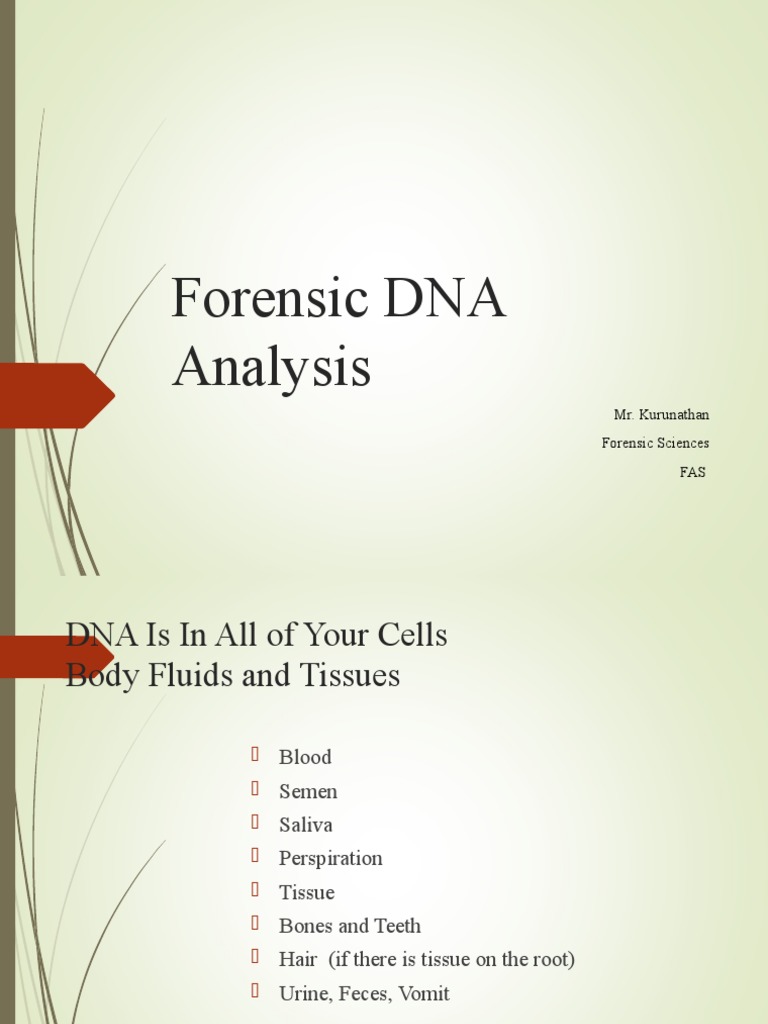 Forensic DNA Analysis: Mr. Kurunathan Forensic Sciences FAS | PDF ...