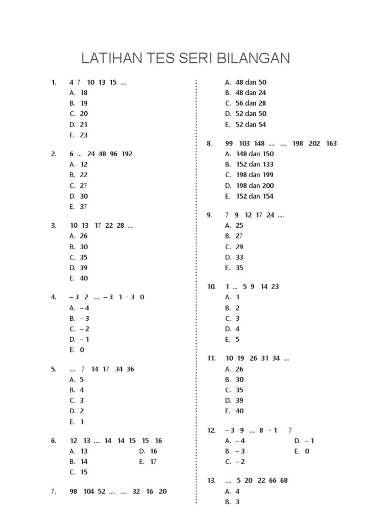 Deret Angka (Seri Bilangan) | PDF