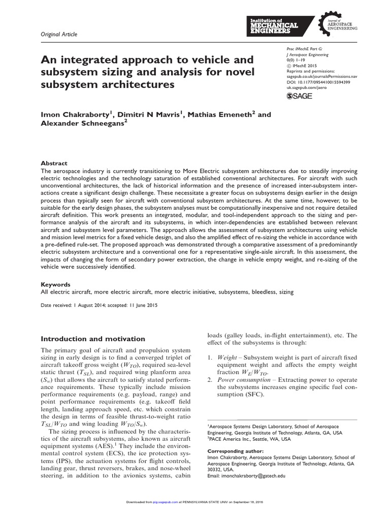 An Integrated Approach To Vehicle and Subsystem Sizing and Analysis For Novel Subsystem ...