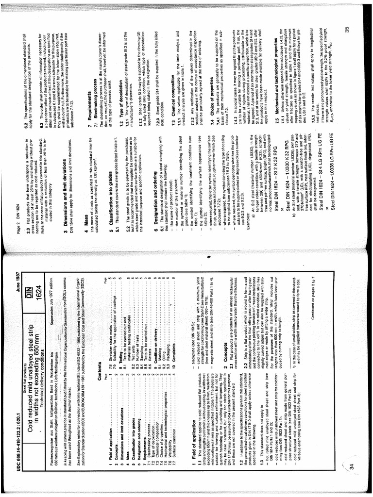 DIN 1624 - Cold Reduced Mild Unalloyed Steel Strip in Widths Not ...