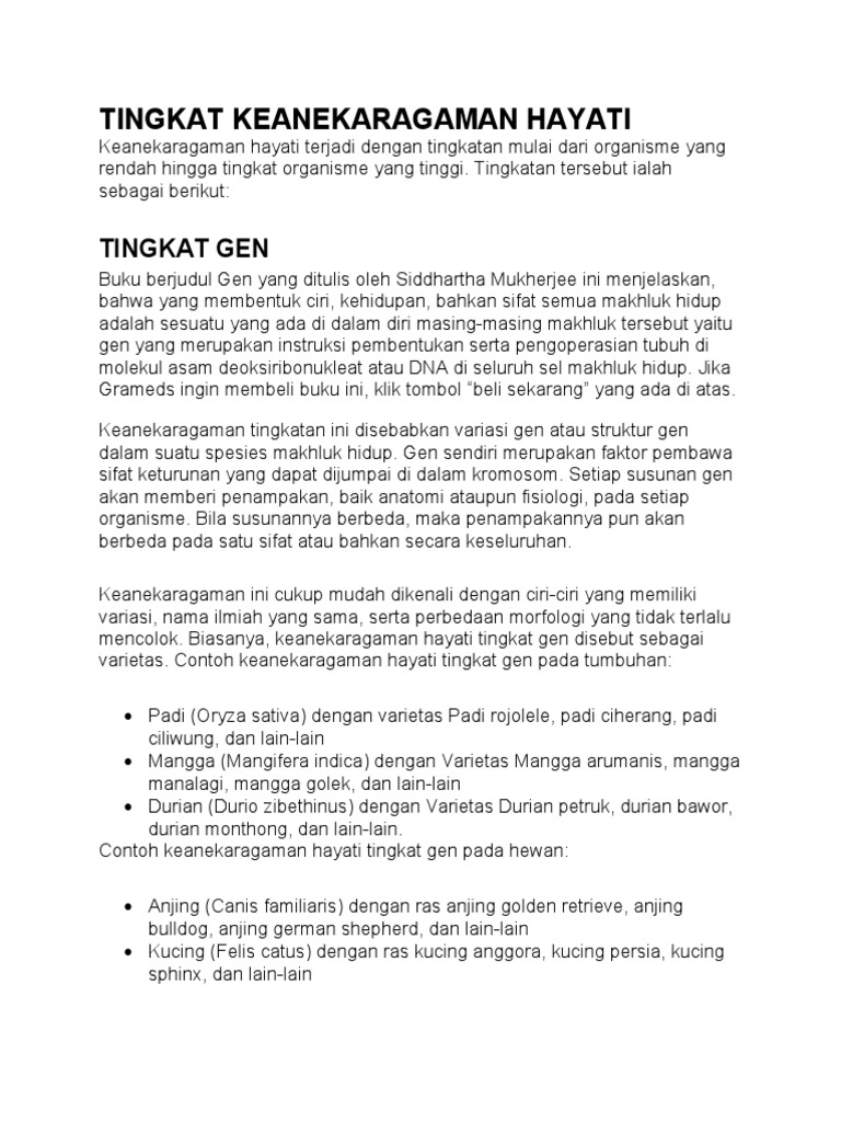 Keanekaragaman Tingkat Gen, Spesies,,Ekosistem | PDF | Kesehatan ...