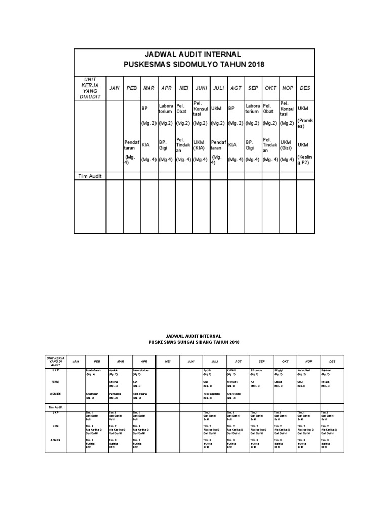 Jadual Audit Internal | PDF