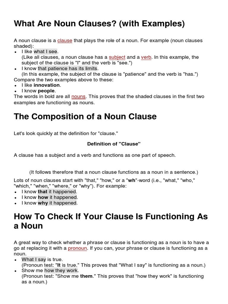 What Are Noun Clauses | PDF | Clause | Noun