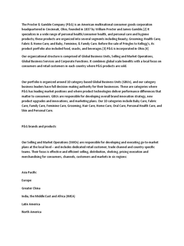 The Procter Gamble Pdf Procter Gamble Business Economics