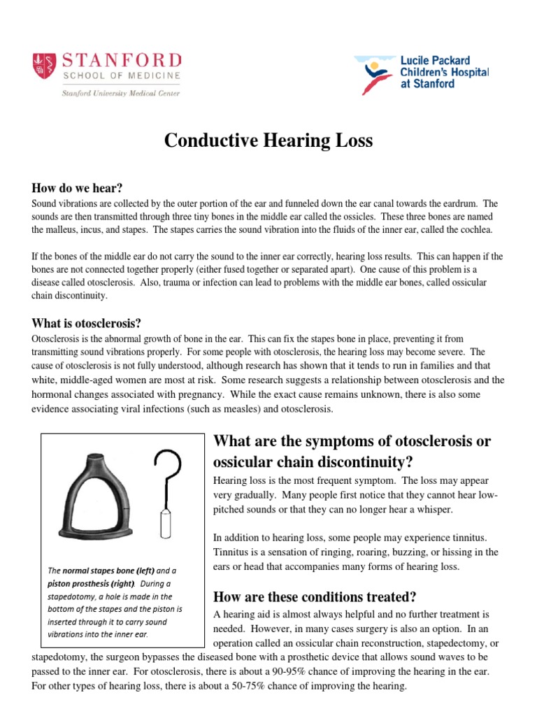 Stanford Medicine Conductive Hearing Loss | PDF | Ear | Hearing