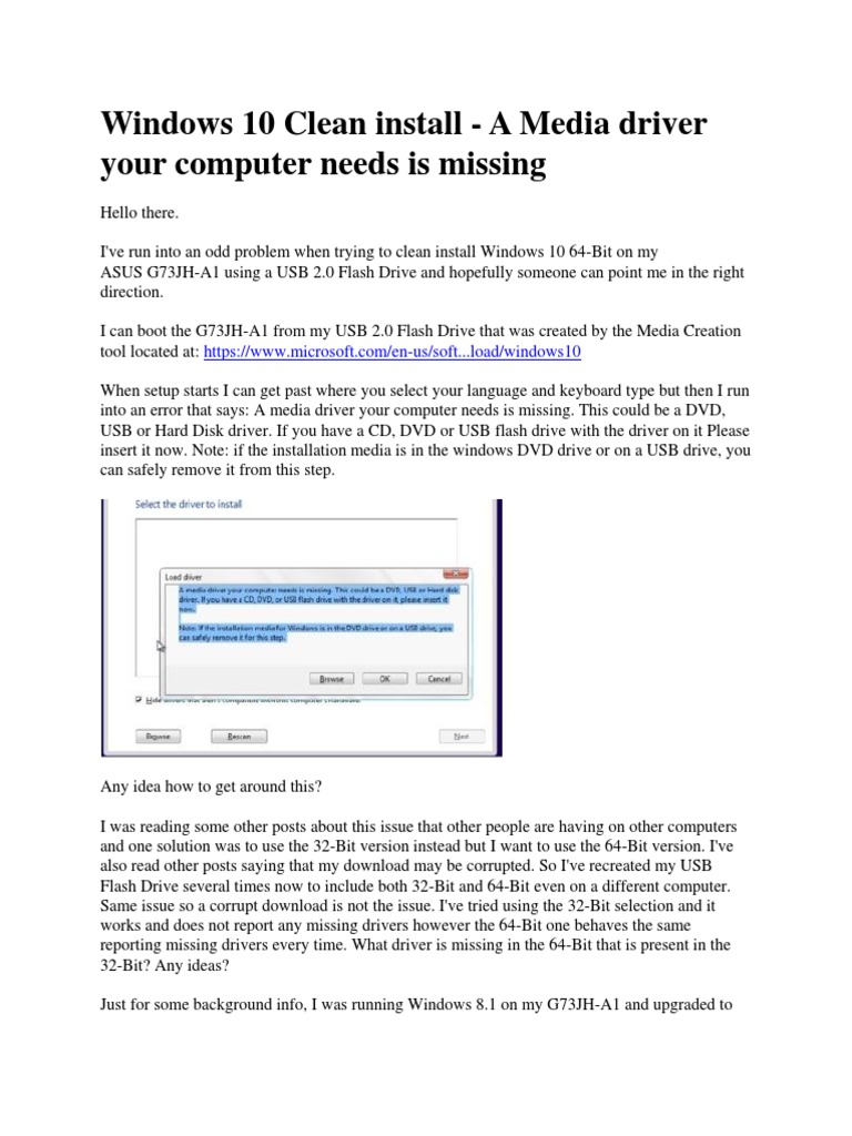 A Media Driver Your Computer Needs Is Missing - Windows 10 Clean Install | PDF | Usb Flash Drive ...