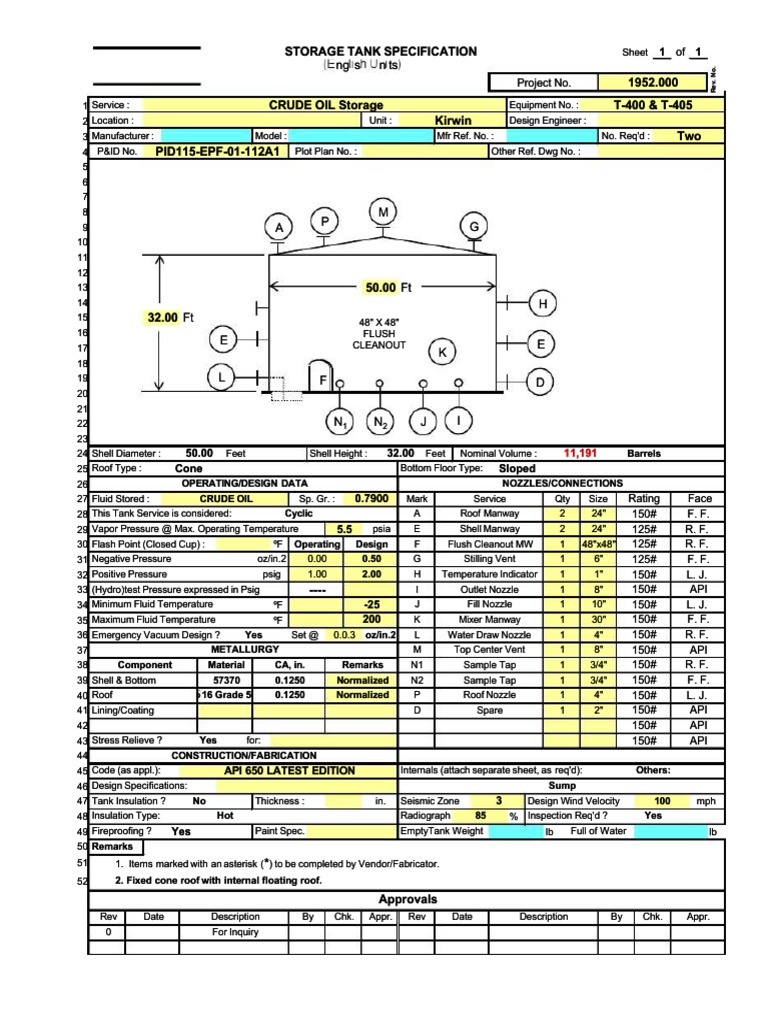 API 650 Storage Tank Design Specs | PDF | Stress (Mechanics) | Concrete
