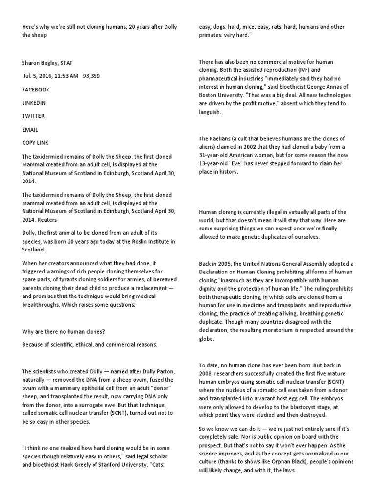 Human Cloning Debate Script | PDF | Cloning | Developmental Biology