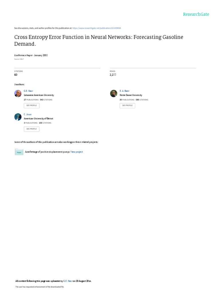 Cross Entropy Error Function in Neural Networks Fo | PDF | Mean Squared ...