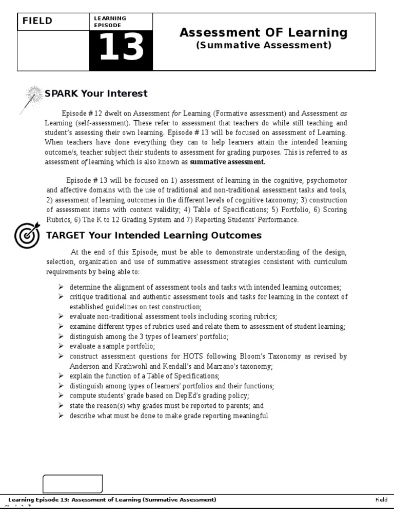 Episode 13 | PDF | Educational Assessment | Learning