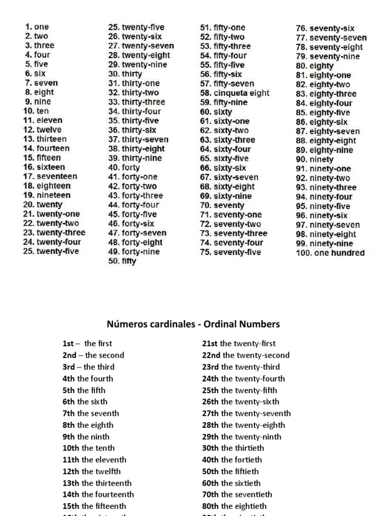 Números Cardinales | PDF