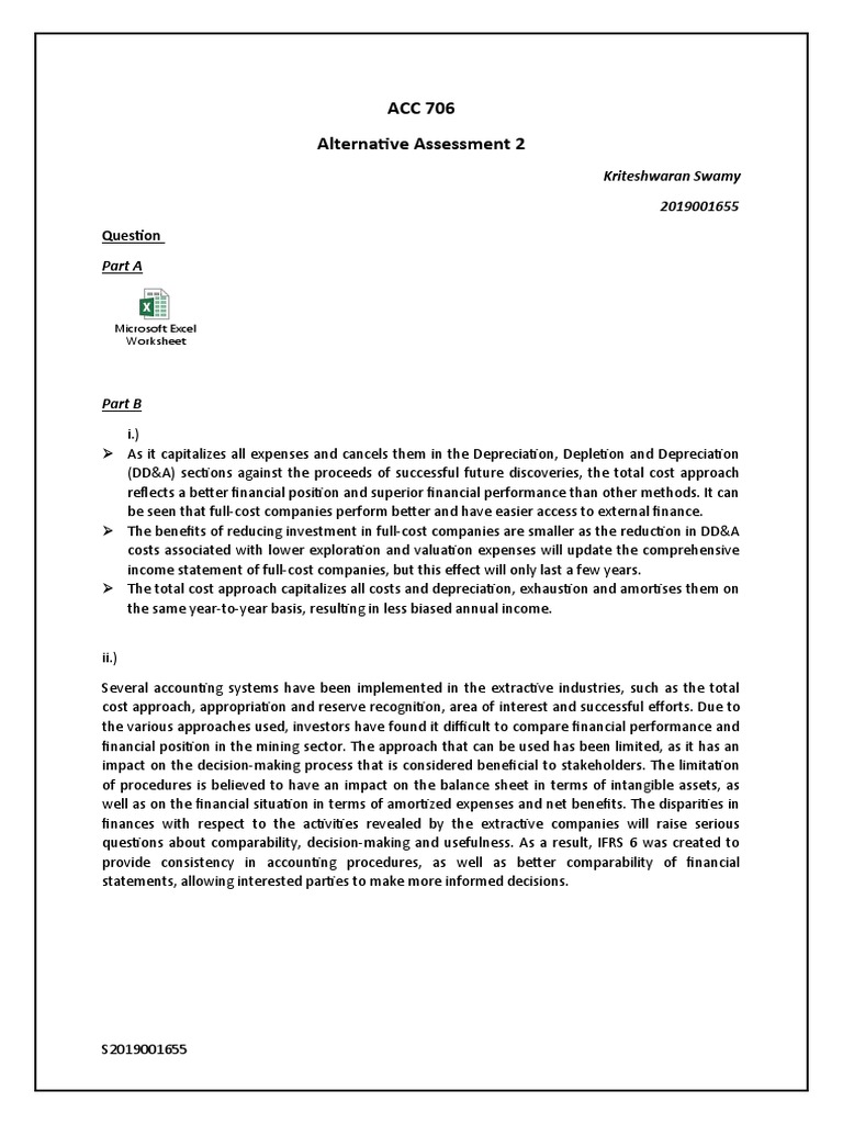 ACC 706 Alternative Assessment 2: Kriteshwaran Swamy 2019001655 | PDF ...