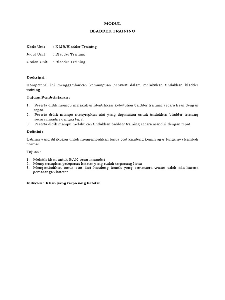 SOP Bladder Training | PDF