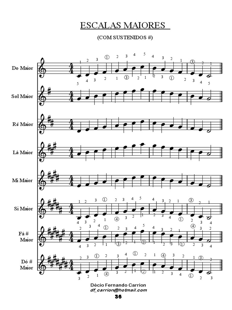 ESCALAS MAIORES # Apostila | PDF | Escala (música) | Pitch (Música)