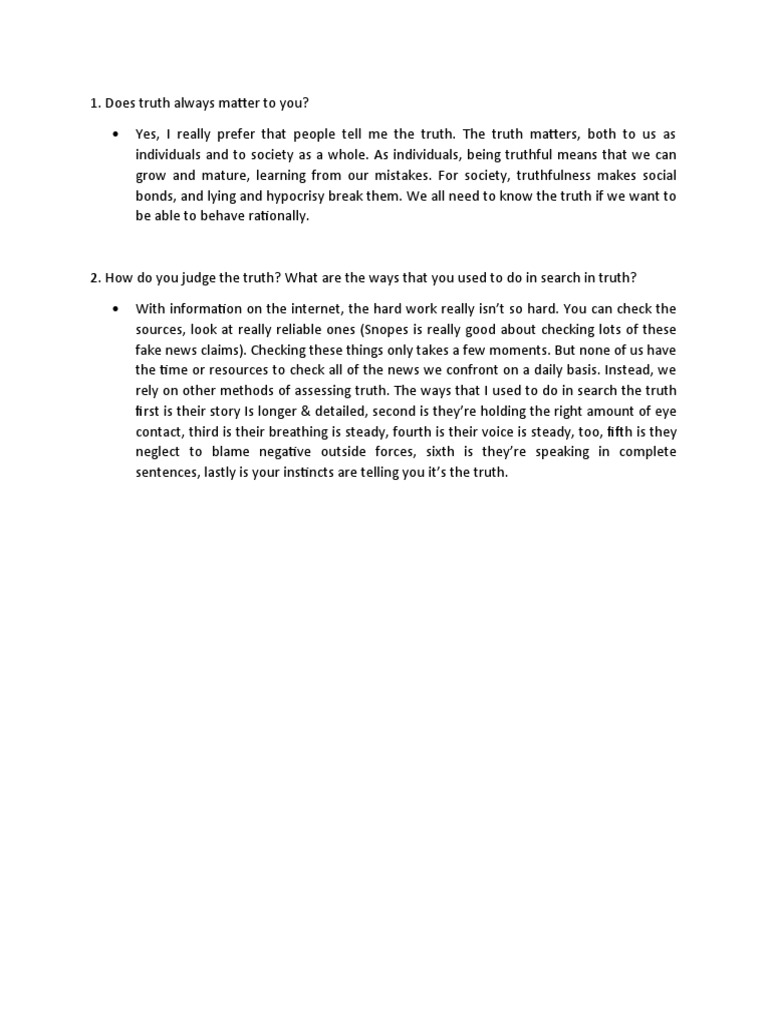 Does Truth Matters | PDF