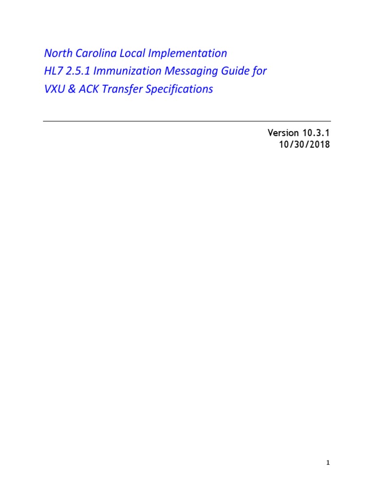 NCIR - HL7 - 2.5.1 - Guide - VXU - ACK - 10.3.1 Latest | PDF ...