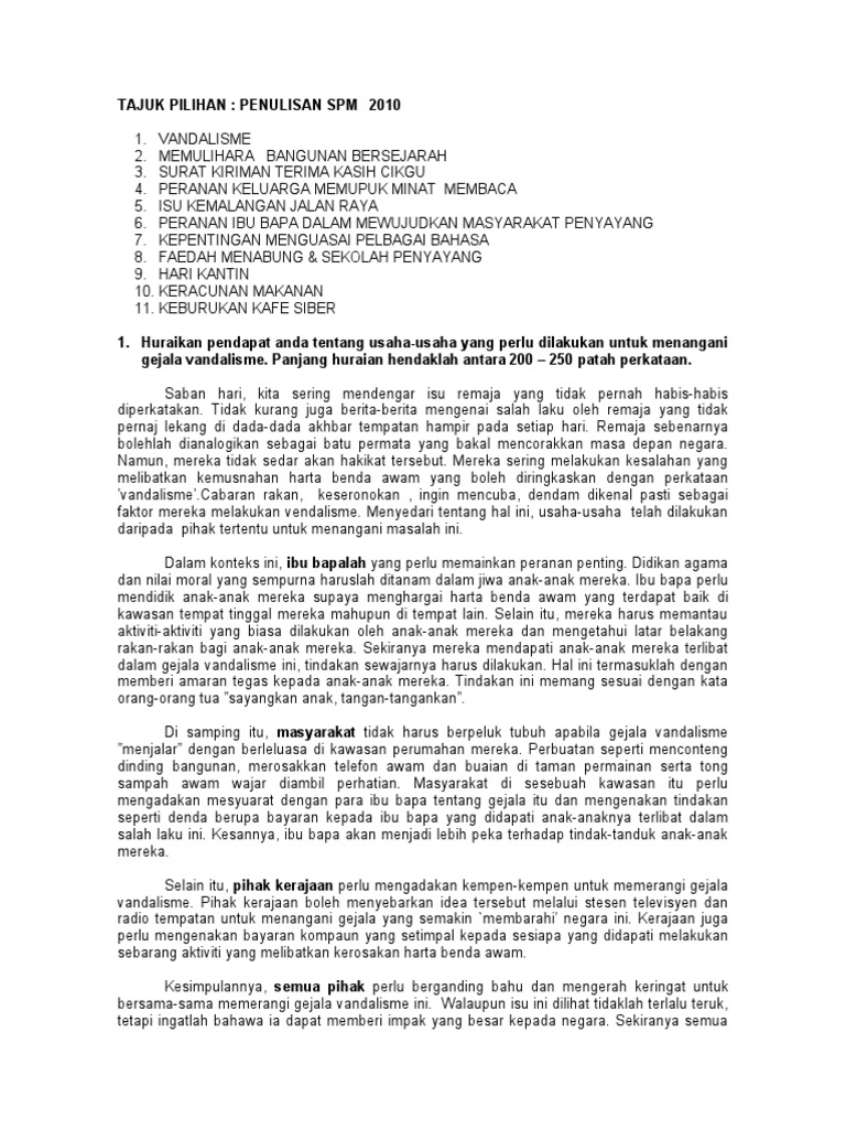 CONTOH KARANGAN SPM | PDF