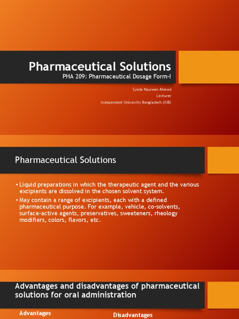 Pharmaceutical Solutions Overview | PDF | Solution | Ion Exchange