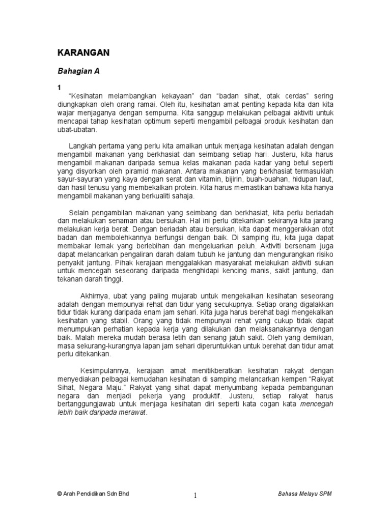 Jawapan Karangan Bahan Rangsangan SPM | PDF