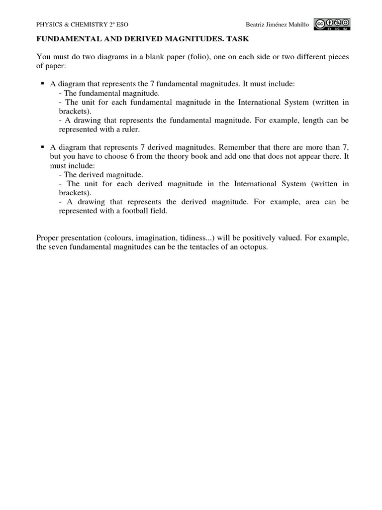 Fundamental and Derived Magnitudes Task | PDF | Teaching Methods ...