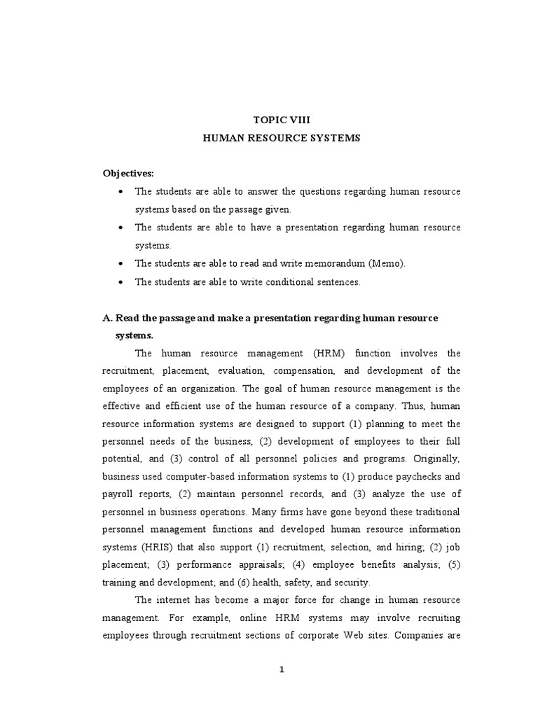 Human Resource Systems | PDF | Human Resource Management | Management ...
