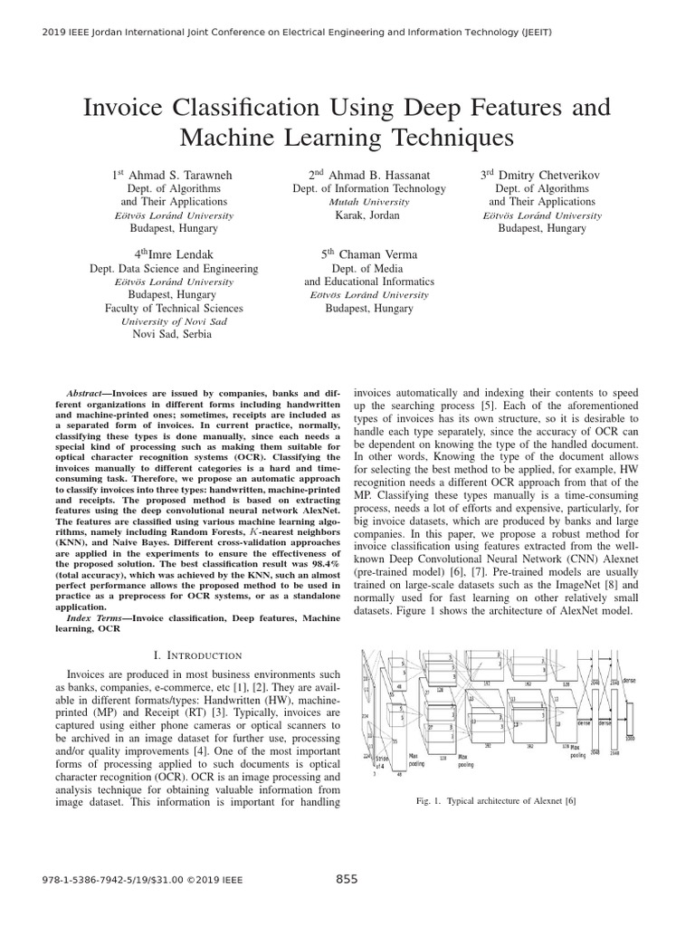 Invoice Classification Using Deep Features and Machine Learning ...