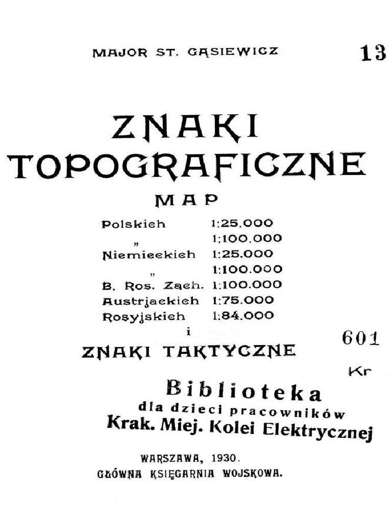 Mj. S Gasiewicz Znaki Topograficzne Map 1930 | PDF