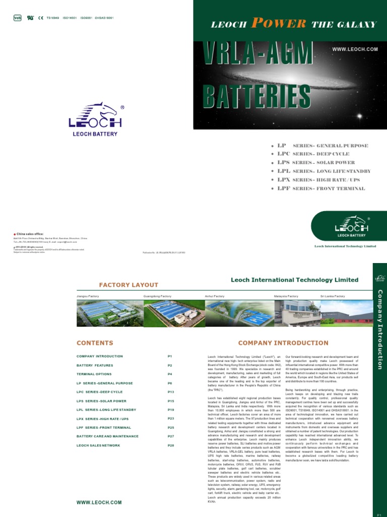 Leoch Battery | PDF | Chemistry