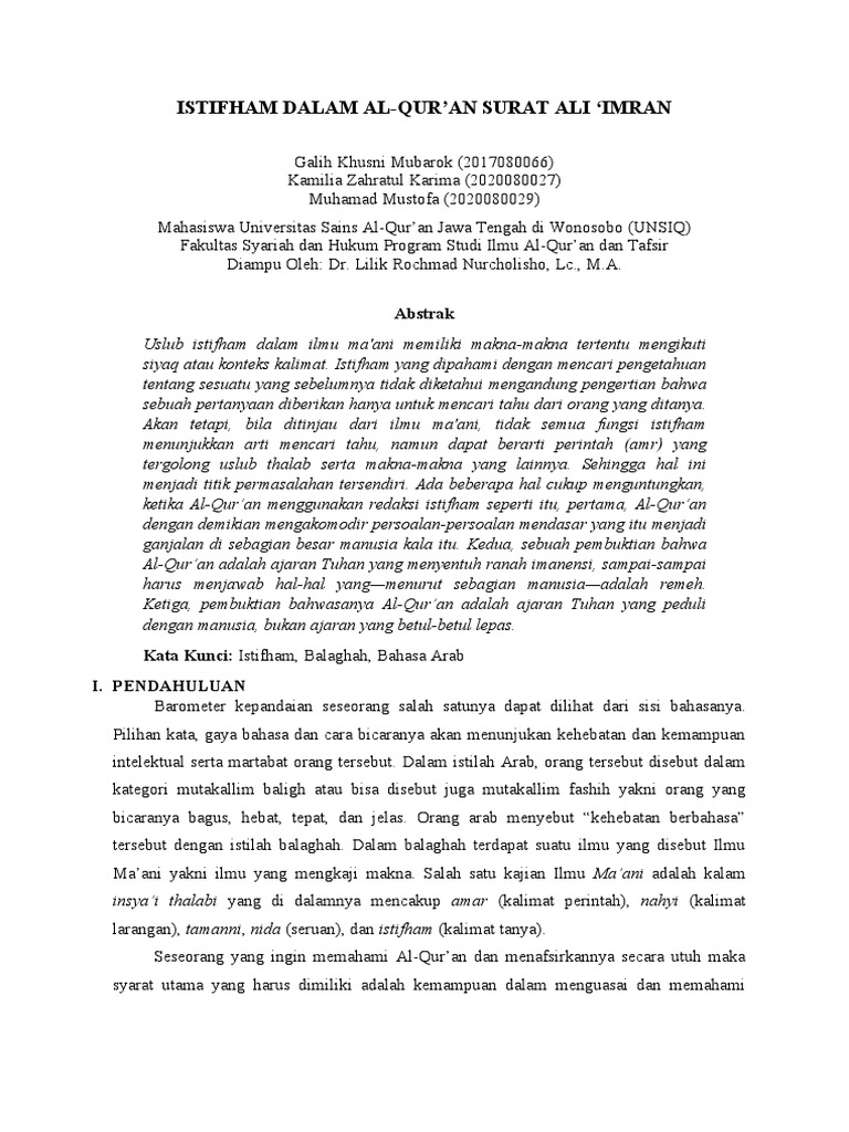 Kel-2 ISTIFHAM | PDF