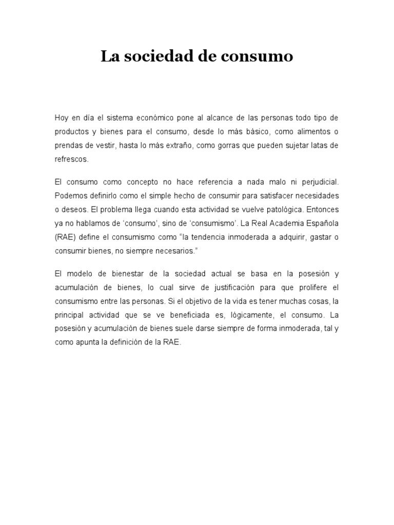 La Sociedad de Consumo | PDF | Consumismo | Consumo (economía)