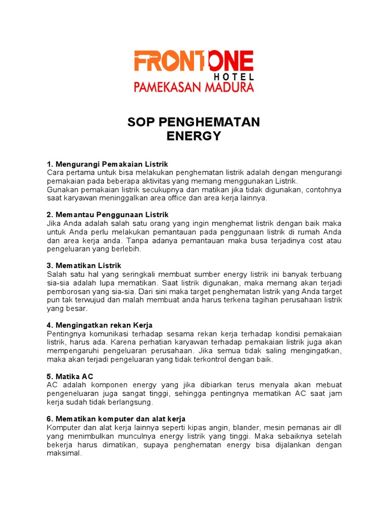 SOP Penghematan Air | PDF