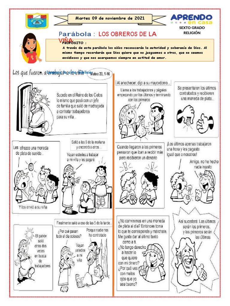 Actividades sobre la Parábola de la Viña | PDF
