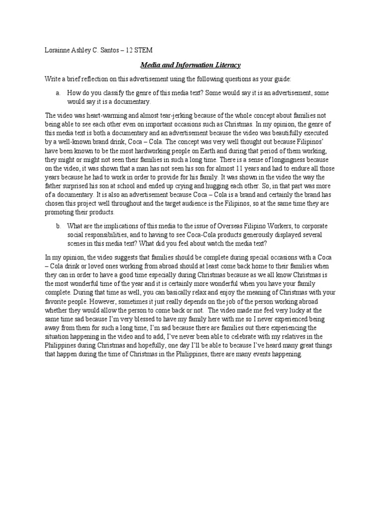 Media and Information Literacy - Television Commercial | PDF ...