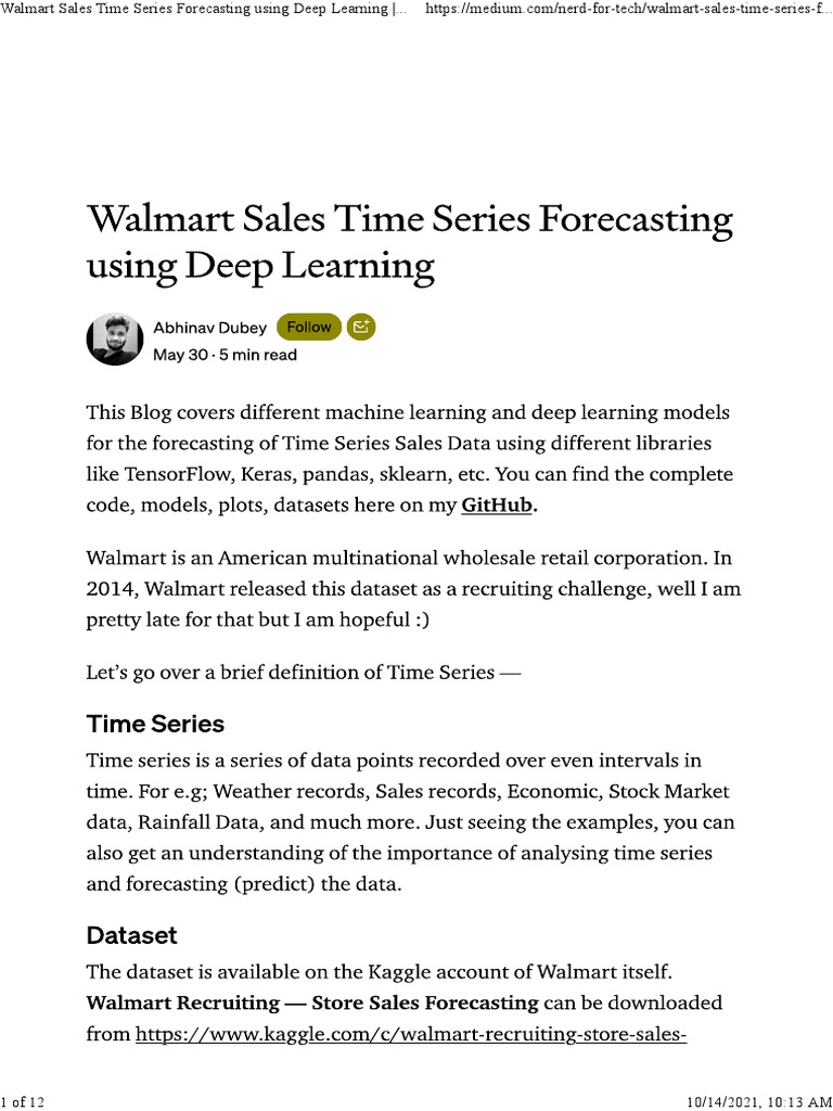 Walmart Sales Forecasting with Deep Learning | PDF