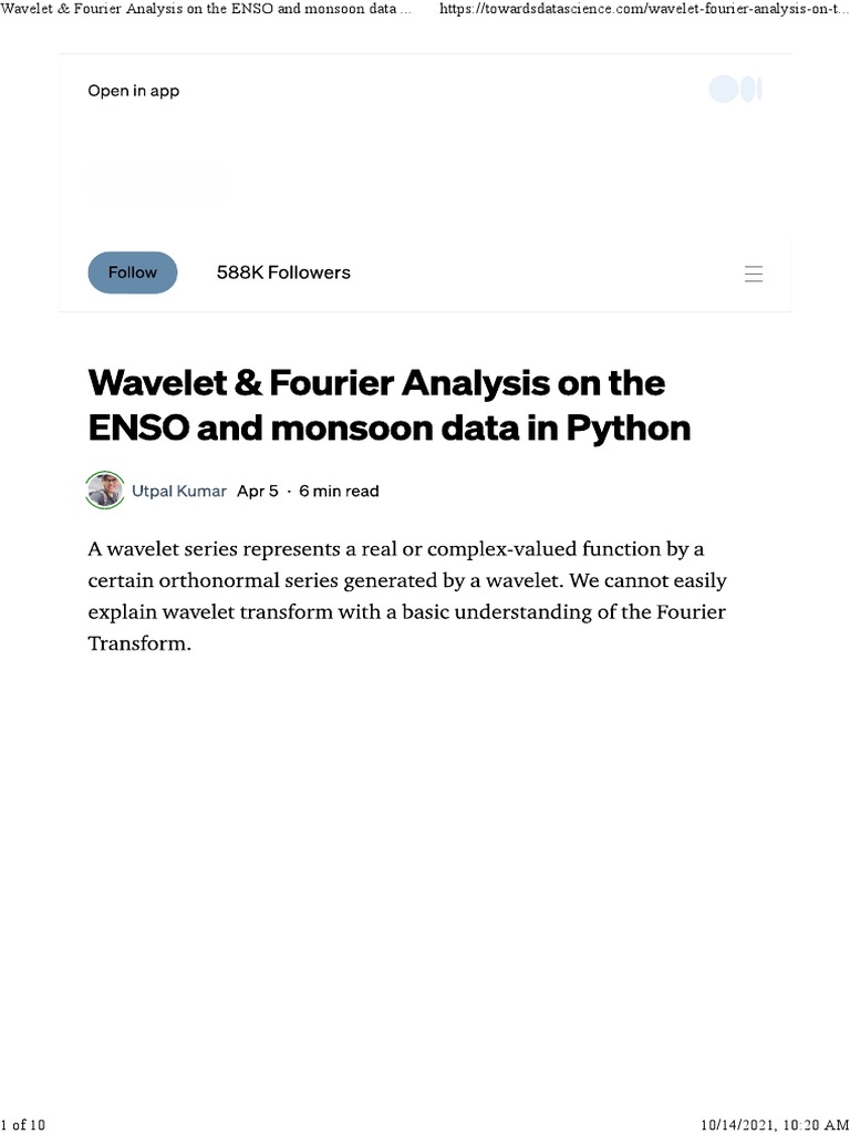 Wavelet & Fourier Analysis On The ENSO and Monsoon Data in Python | PDF ...