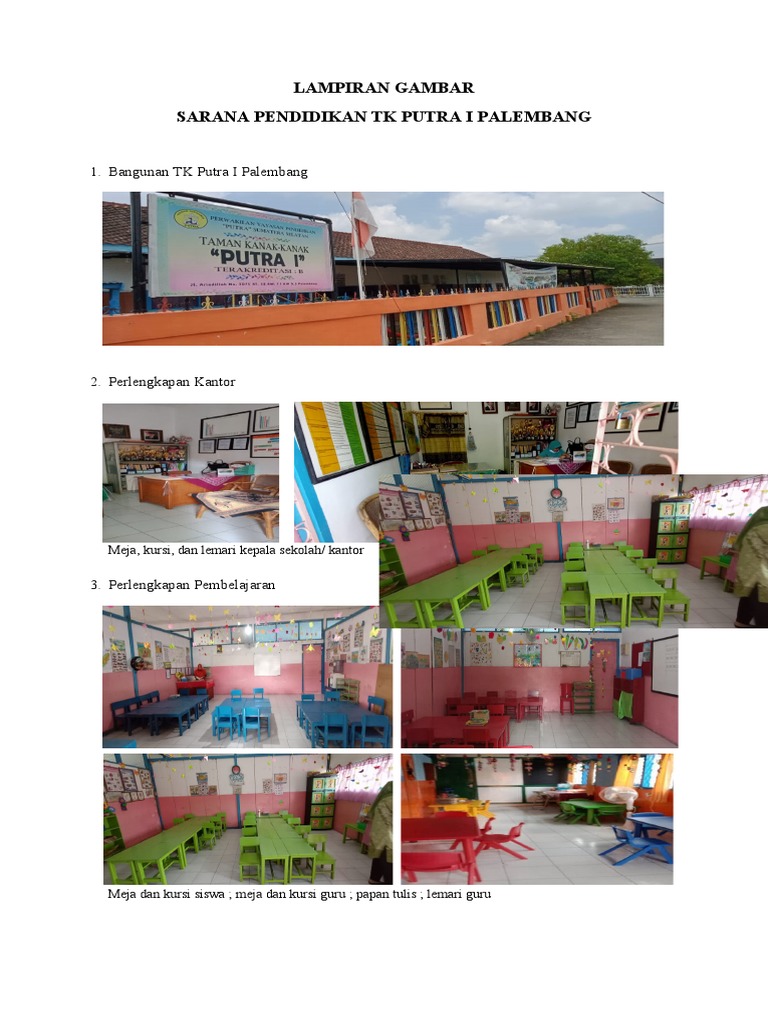 Lampiran Gambar Sarana Pendidikan TK Putra I Palembang | PDF