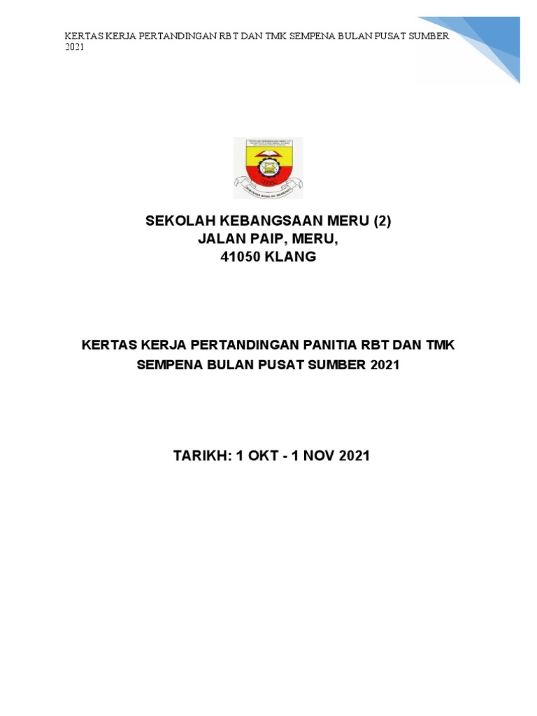 Kertas Kerja Pertandingan RBT TMK 2021 | PDF