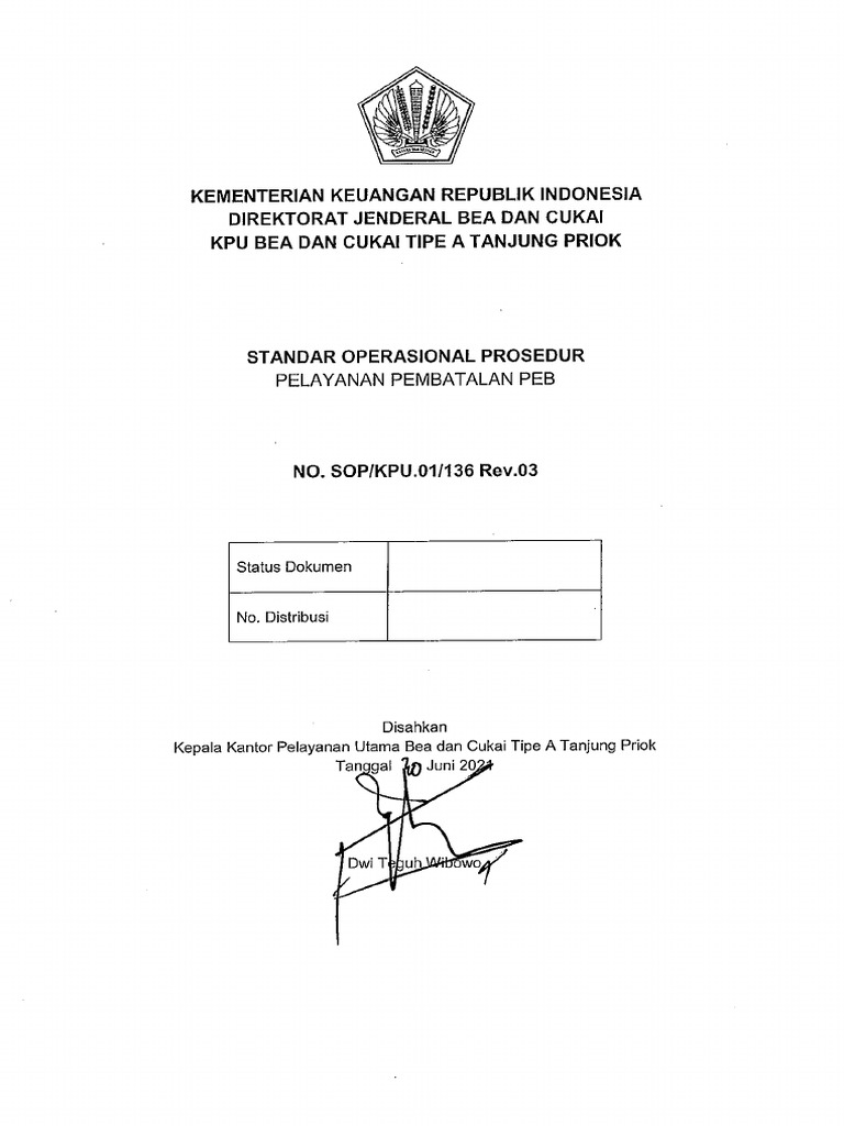 SOP 136 Rev.03 Pelayanan Pembatalan PEB | PDF