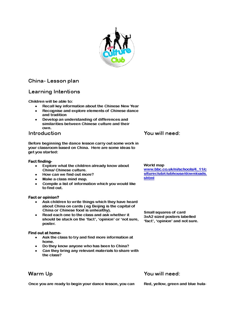 China-Lesson Plan Learning Intentions: WWW - Bbc.co - Uk/ni/schools/4 ...