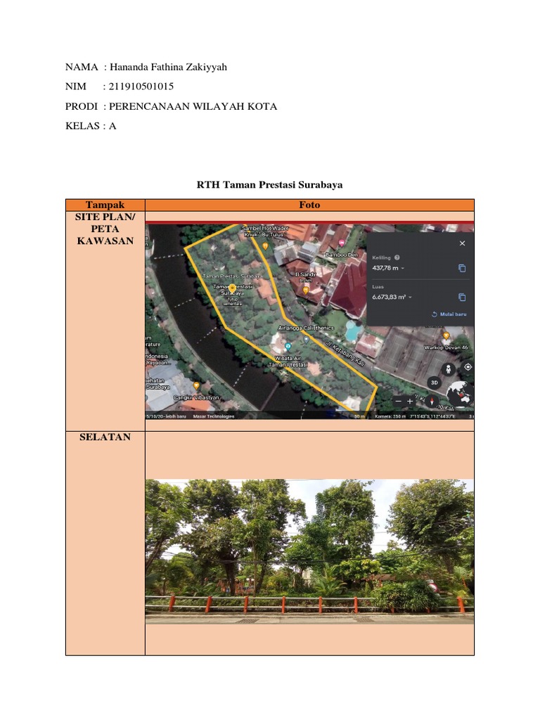 Hananda Fathina Zakiyyah - Lokasi Taman Prestasi Surabaya | PDF