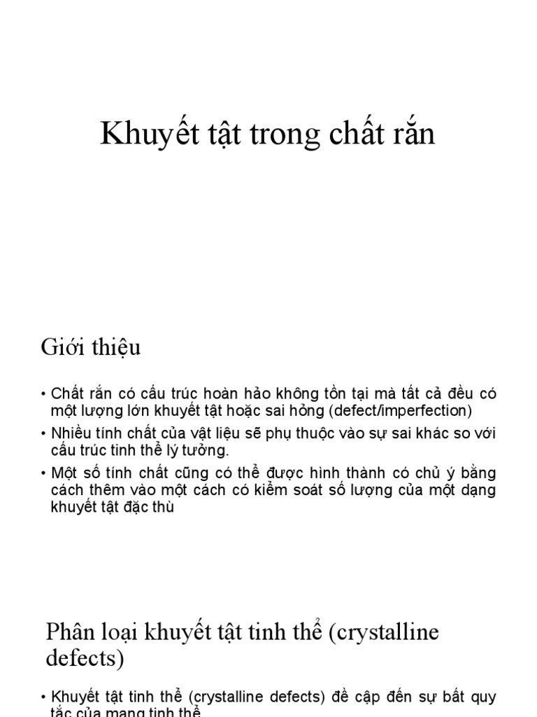 Chương 1 - 3 - Materials Science and Engineering3-Imperfection | PDF