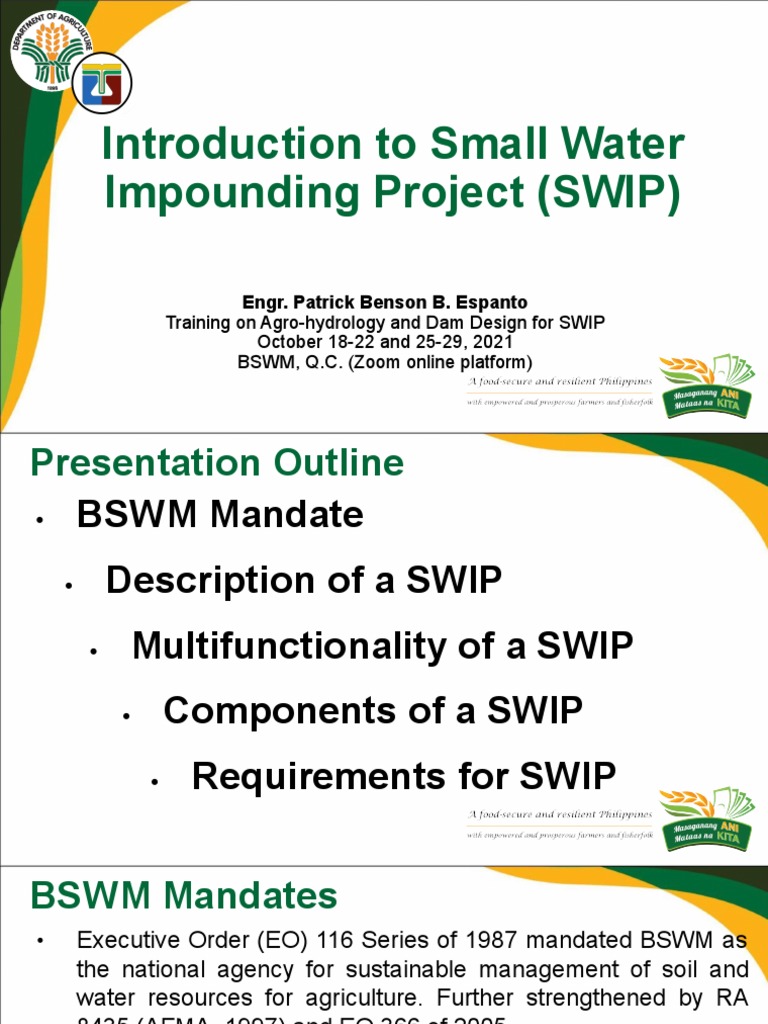 Introduction To Small Water Impounding Project (SWIP) | PDF | Irrigation | Surface Runoff