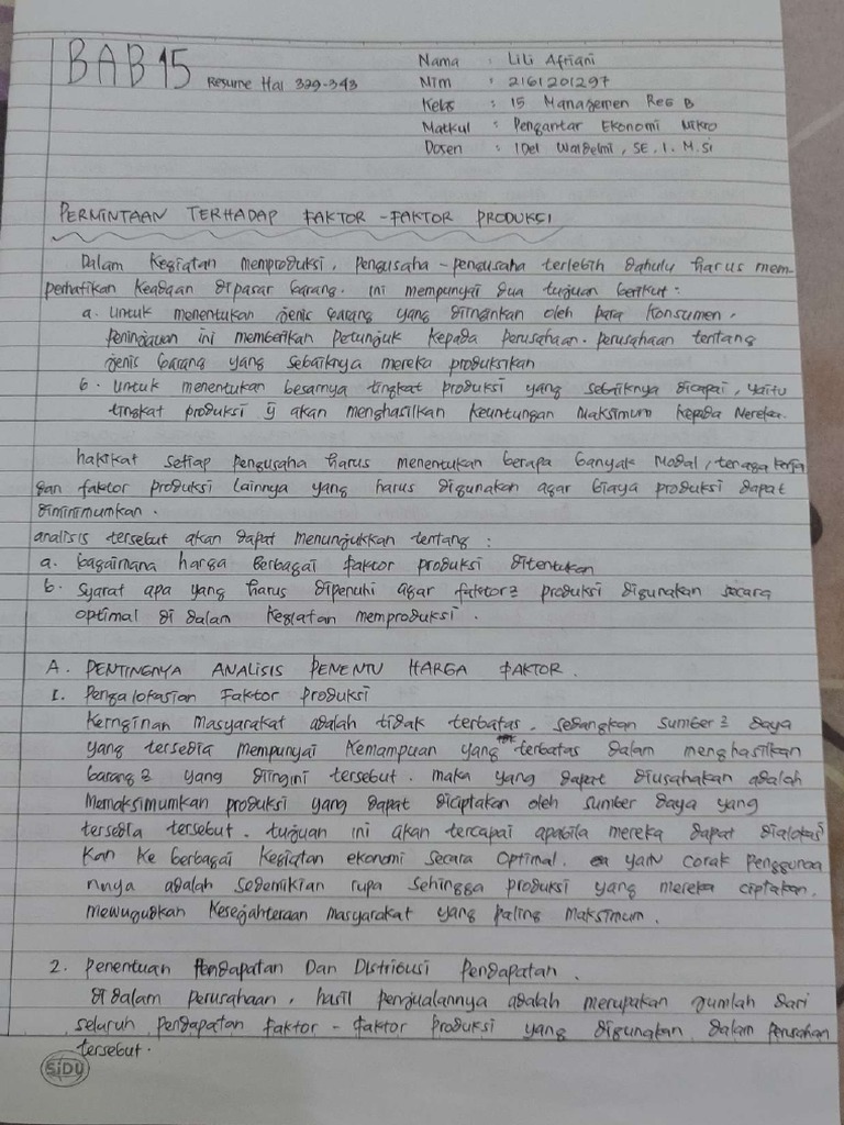 Lili Afriani (Resume BAB 15) | PDF