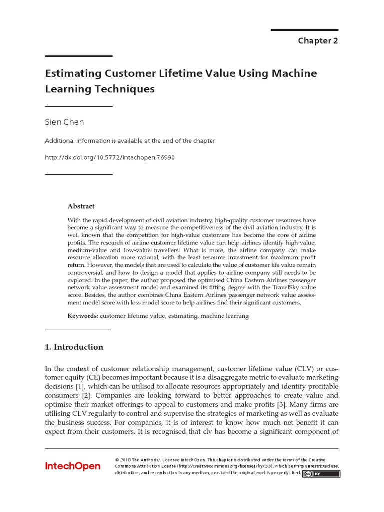 Estimating Customer Lifetime Value Using Machine Learning Techniques | PDF
