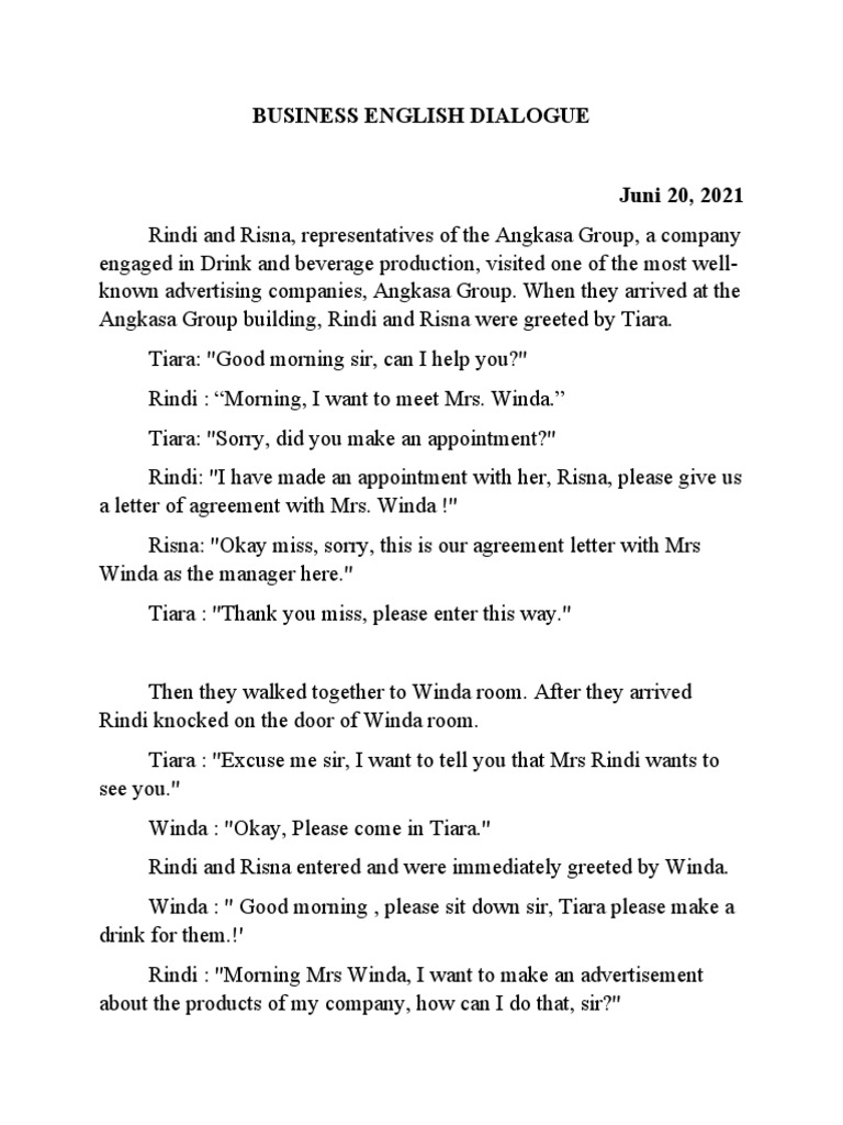 Business English Dialogue Pdf