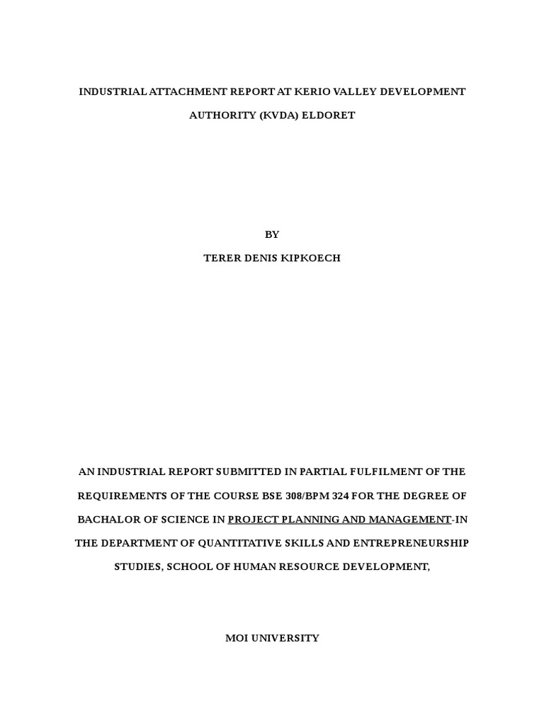 Industrial Attachment at KVDA Eldoret | PDF | Strategic Planning ...