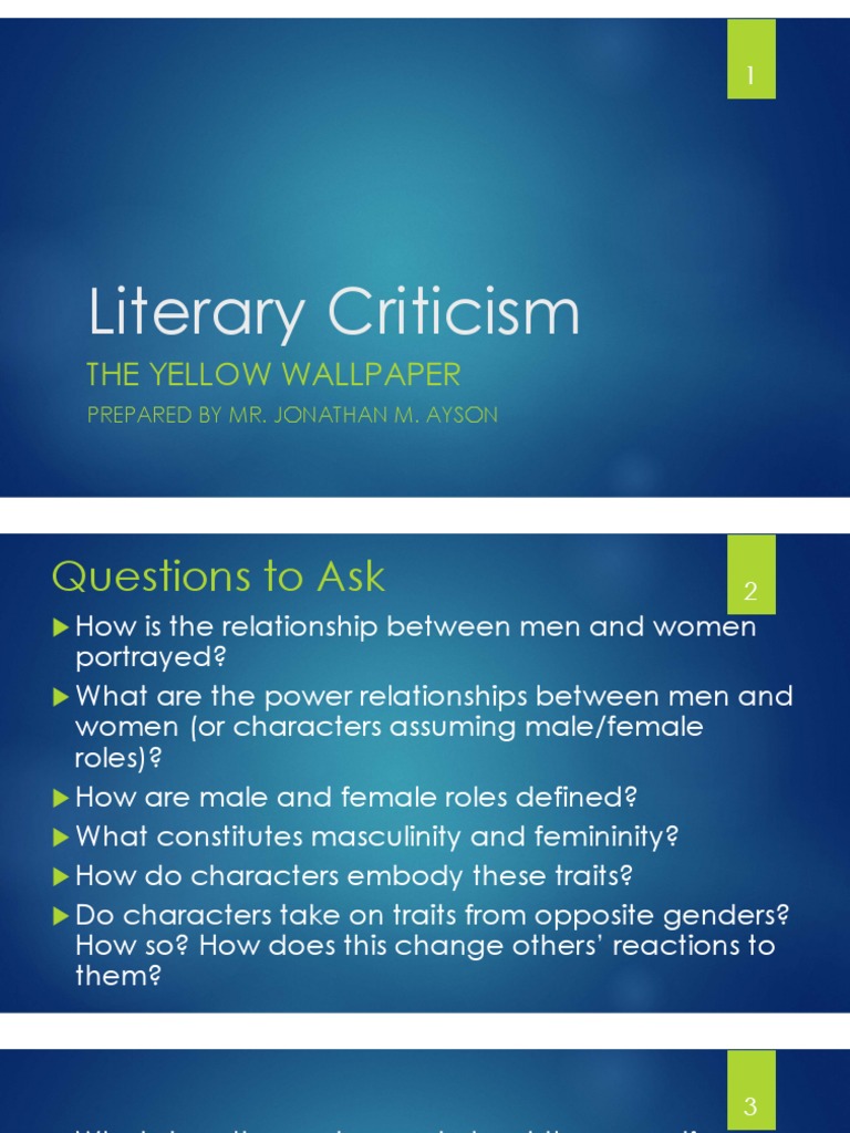 Literary Criticism Lesson 06b The Yellow Wallpaper | PDF | The Yellow ...