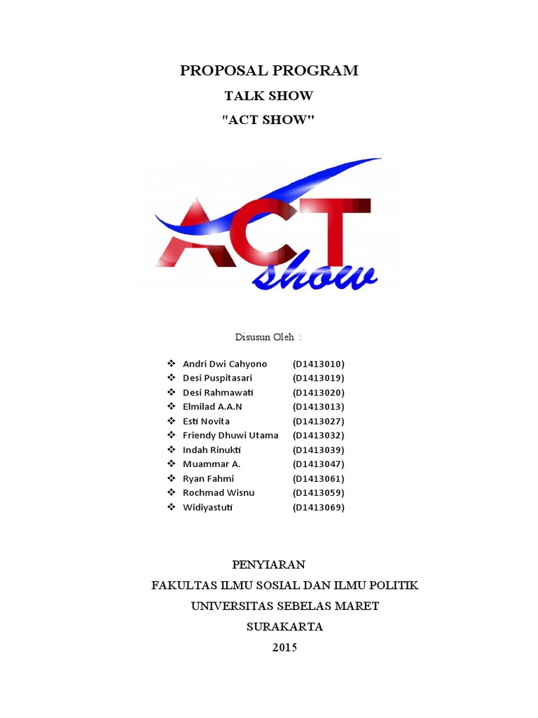 Proposal Acara Talkshow | PDF
