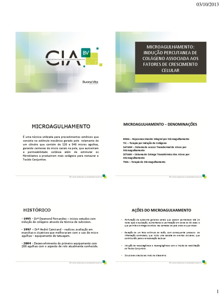 Toaz - Info Apostila Microagulhamentopdf PR | Download grátis PDF | Pele | Endotélio