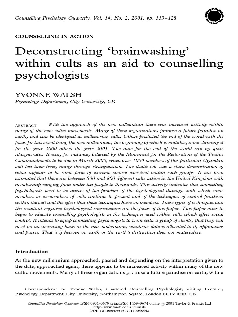 Understanding Cult Brainwashing Techniques | PDF | Psychology ...